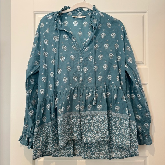 Roller Rabbit | Tops | Roller Rabbit M Blue Block Print Cotton Tunic ...